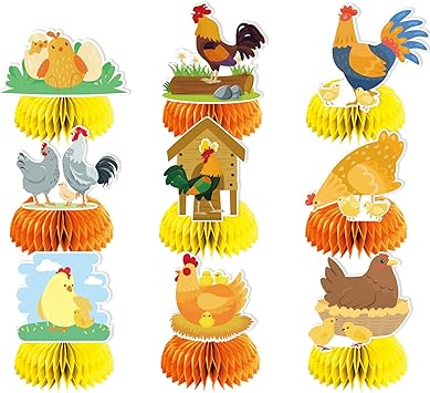 Amazon.com: 9 PCS Chicken Honeycomb Centerpieces Table Decorations ...