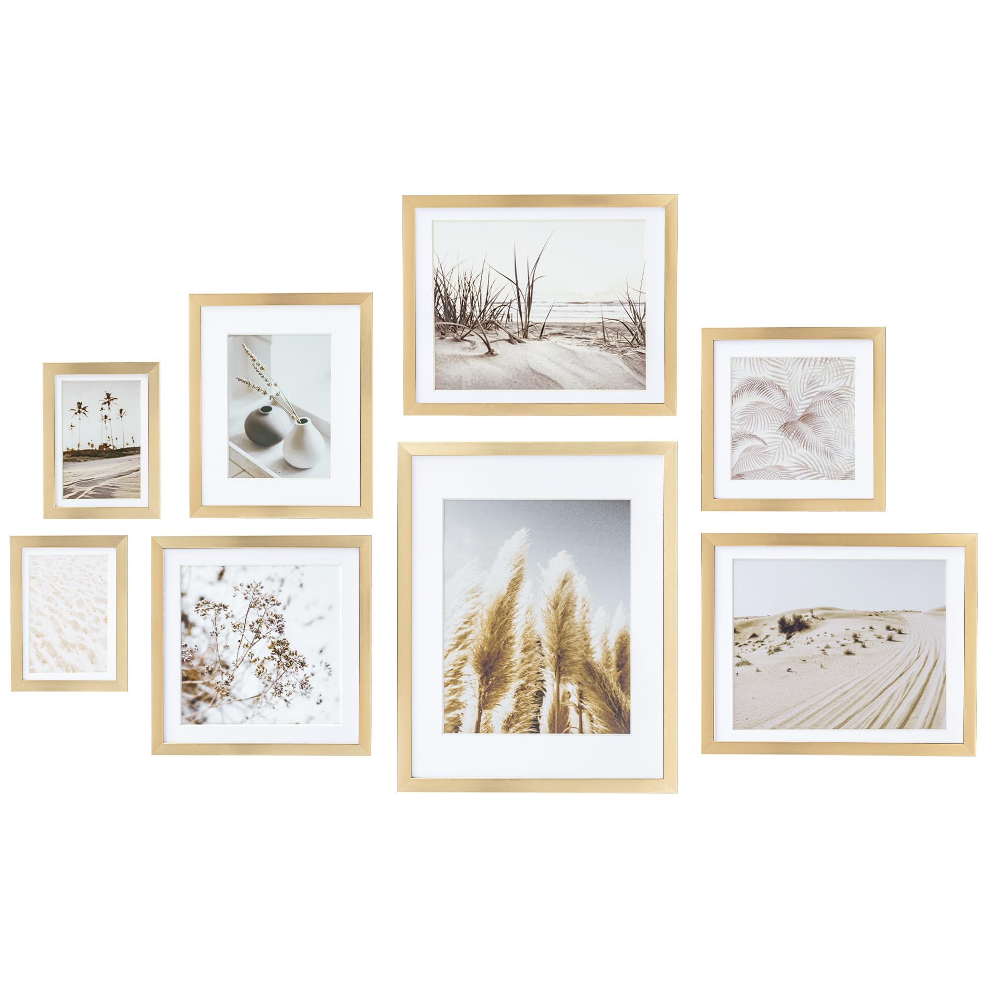 Amazon.com - ArtbyHannah 8 Pack Neutral Gallery Wall Frame Set, Gold ...