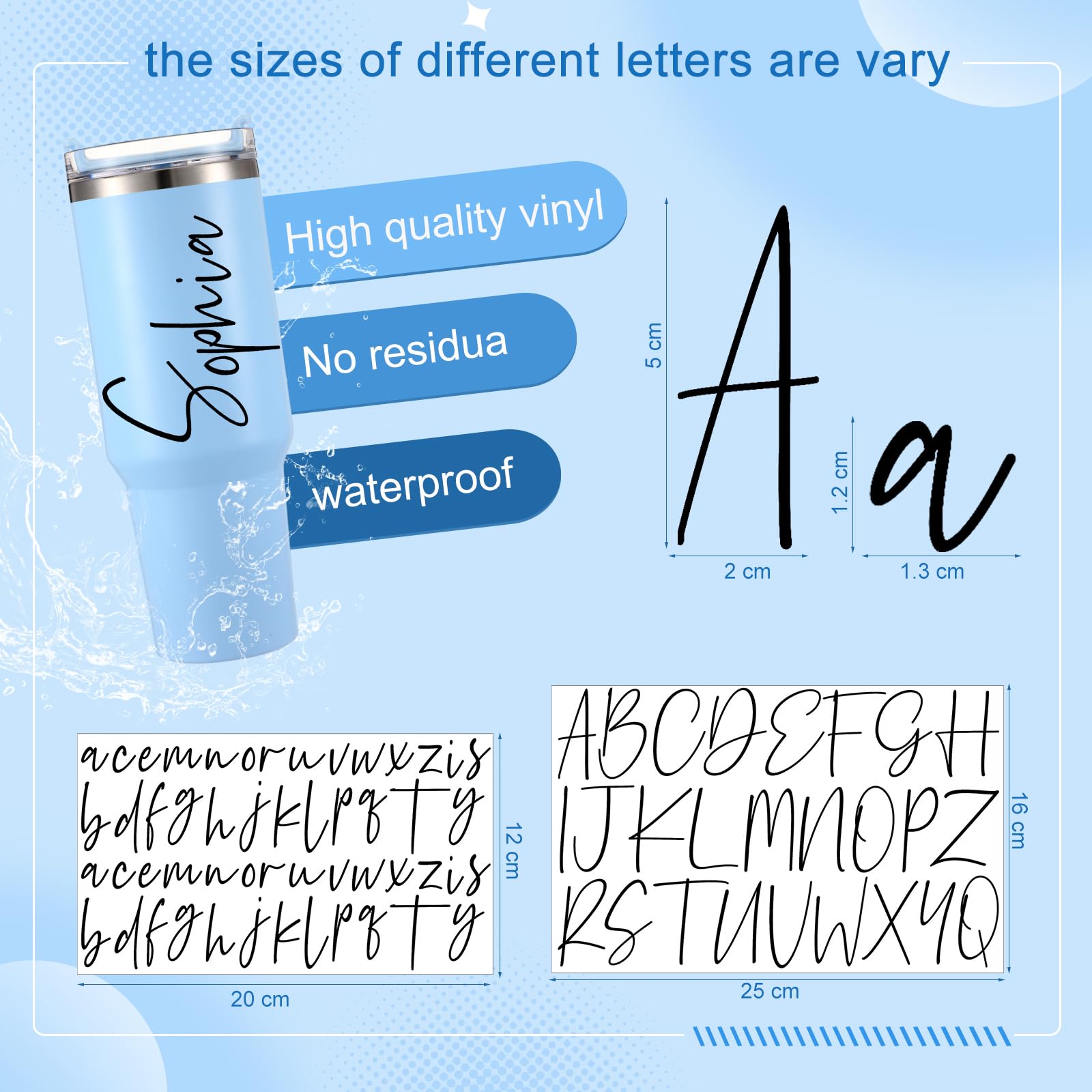 Vinyl Letter Decals For Tumbler Customization Alphabet Letter Stickers ...