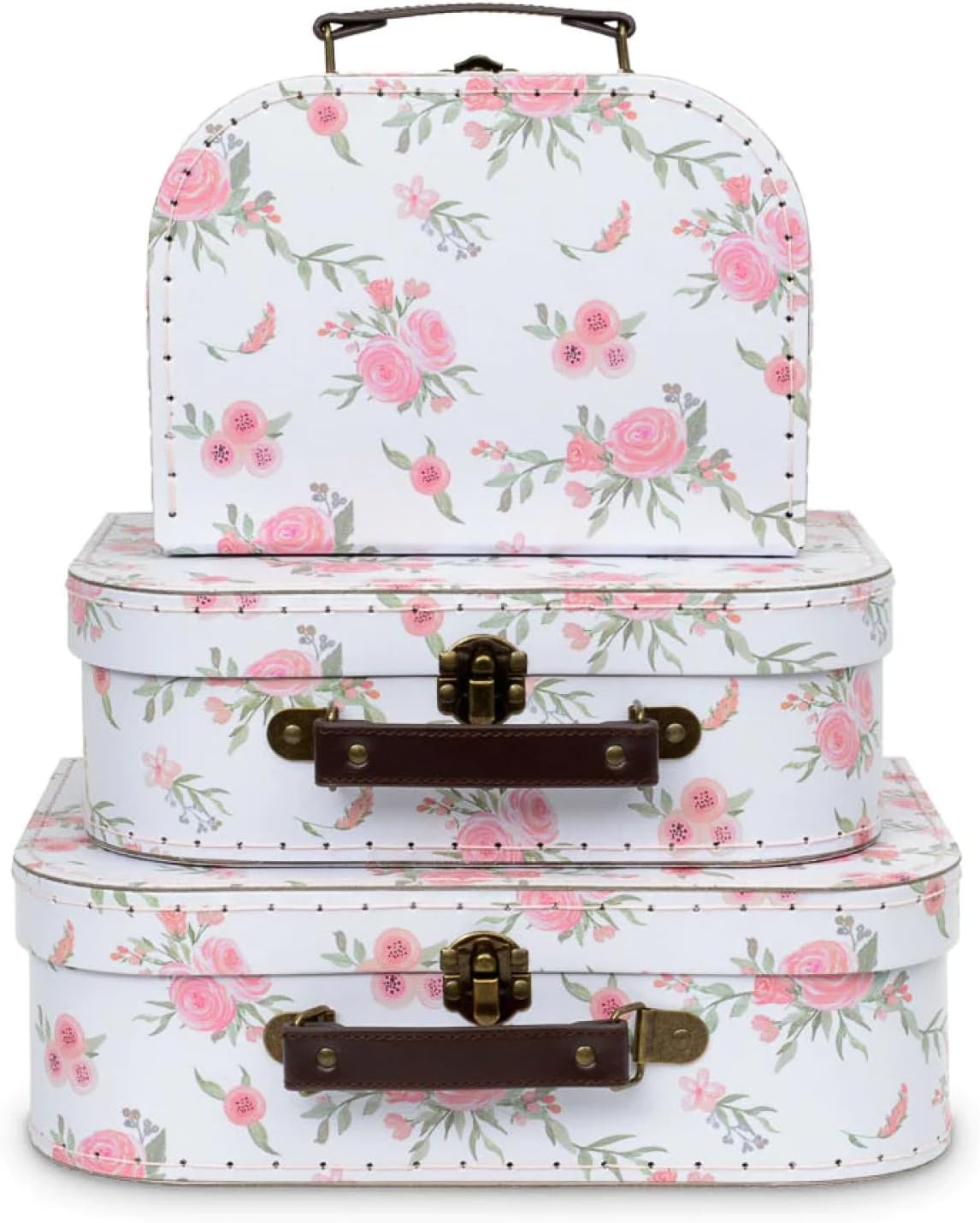 Amazon.com: Jewelkeeper Paperboard Suitcases, Set of 3 Vintage ...