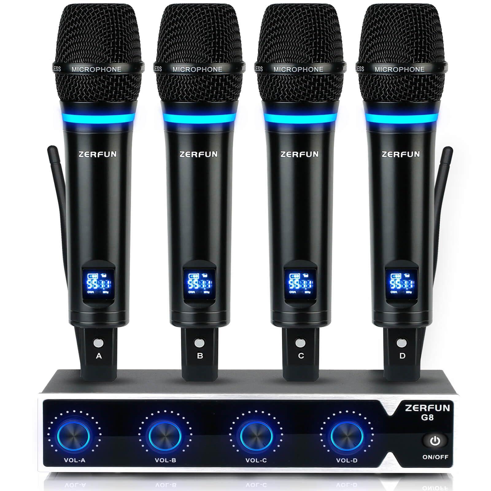 Amazon.com: ZERFUN Rechargeable Wireless Microphone System 4 Channel ...