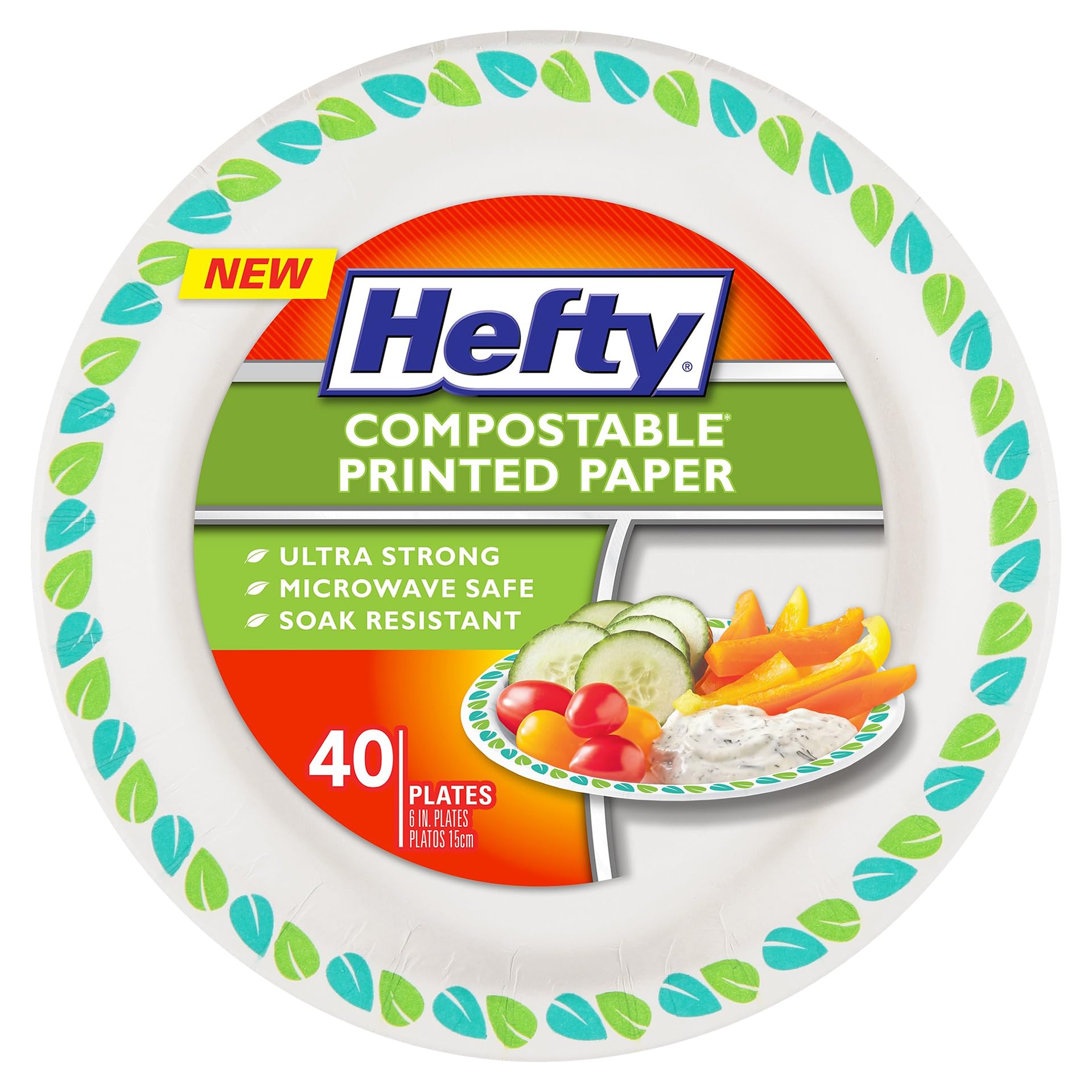 Amazon.com: Hefty Compostable Printed Paper Plates, Small Paper Plates ...