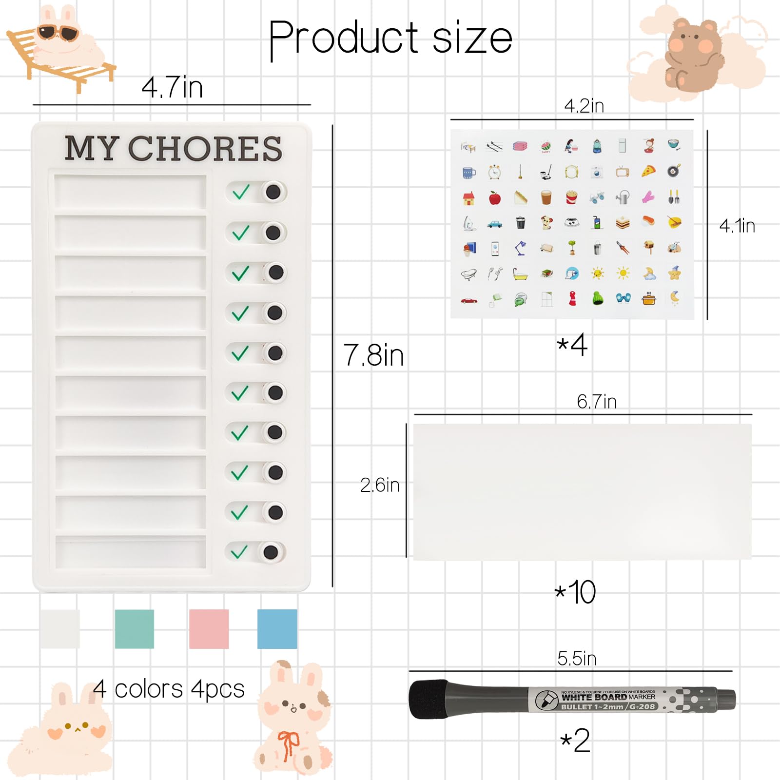 Snapklik.com : POUYRBA Chores Chart For Kids Multiple Kids, 4pcs ...