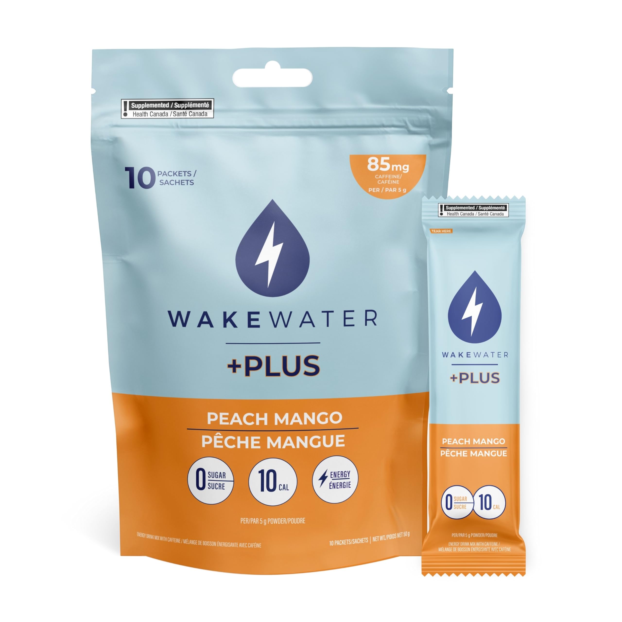 WakeWater Plus Energy Powder - Peach Mango - Vitamins and Electrolytes ...