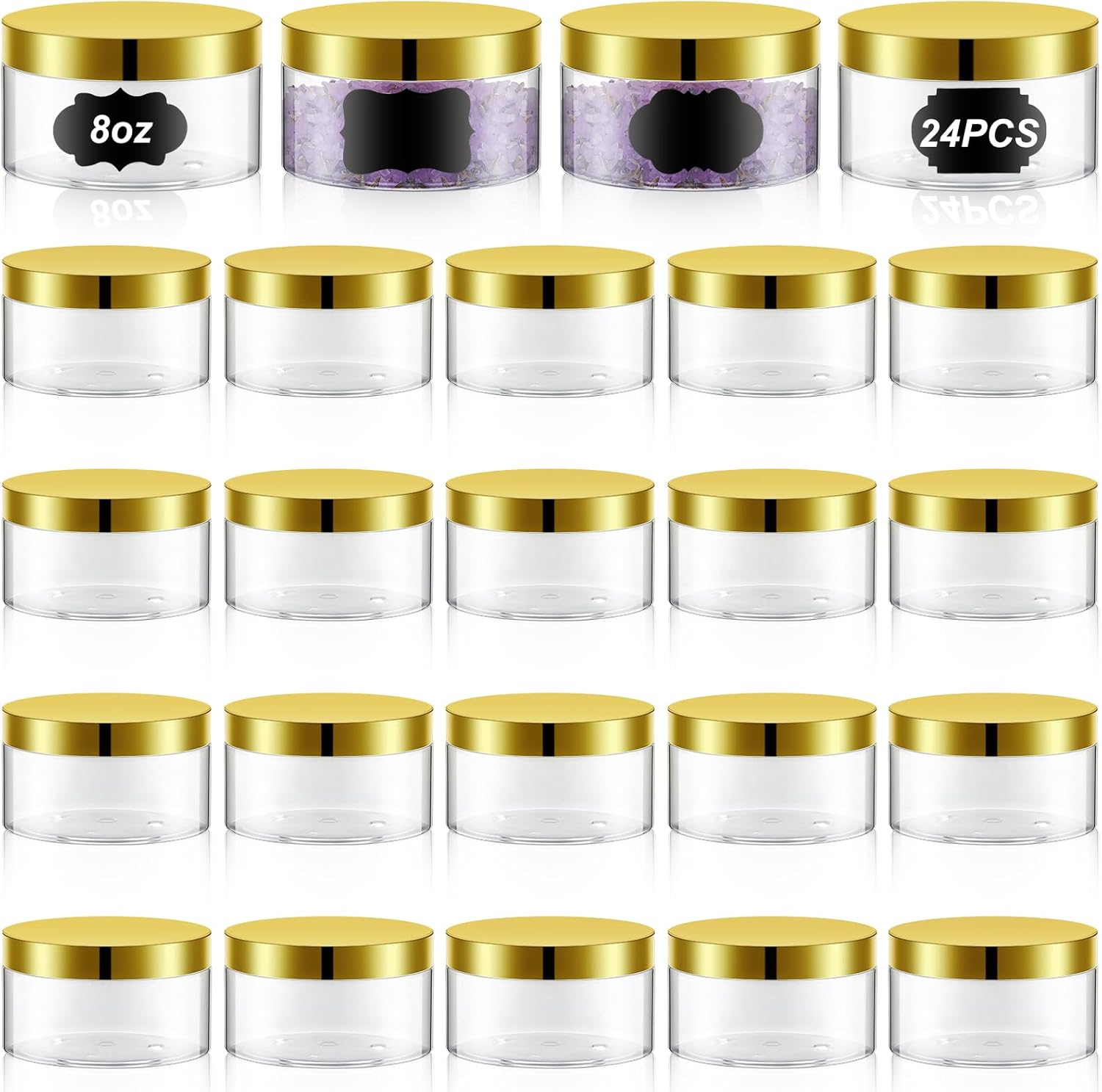 Amazon.com: Dandat 24 Pcs 8 oz PET Plastic Cosmetic Containers Leak ...