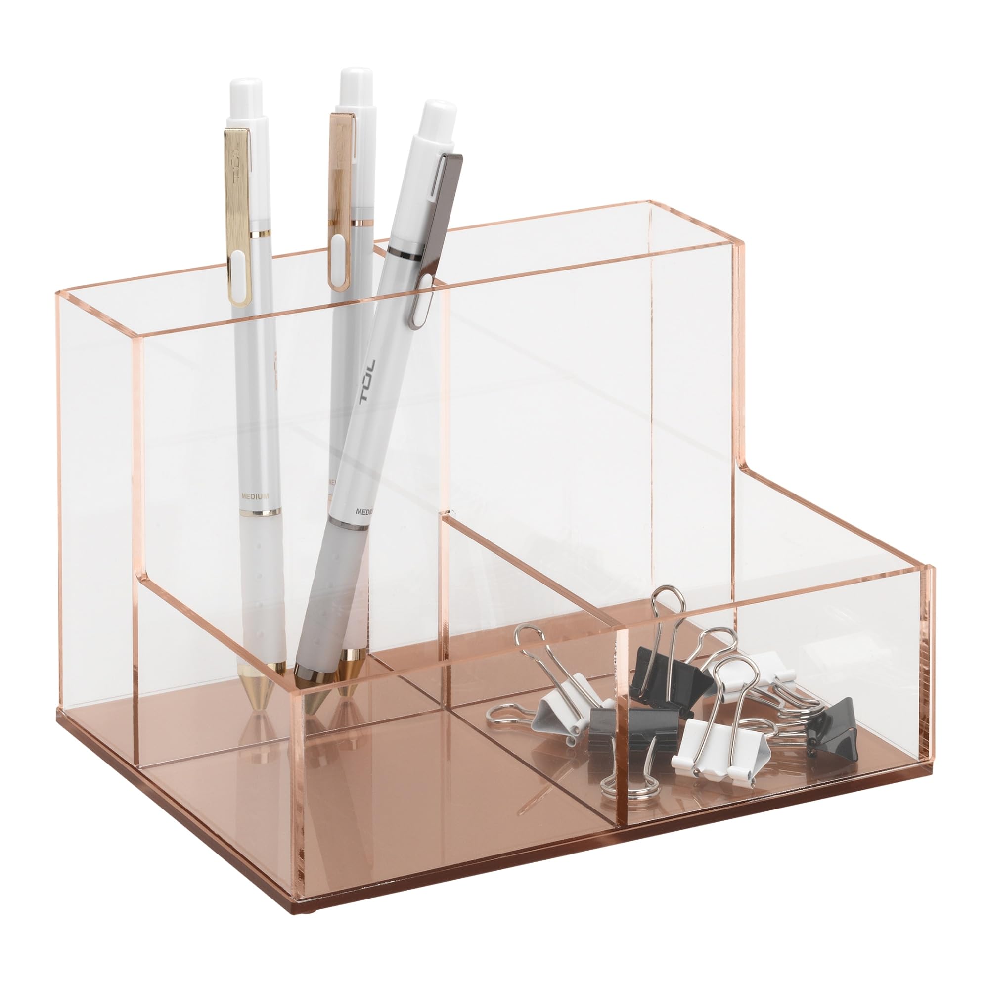 Amazon.com : Realspace® Rose Gold Acrylic 4-Compartment Desk Caddy ...