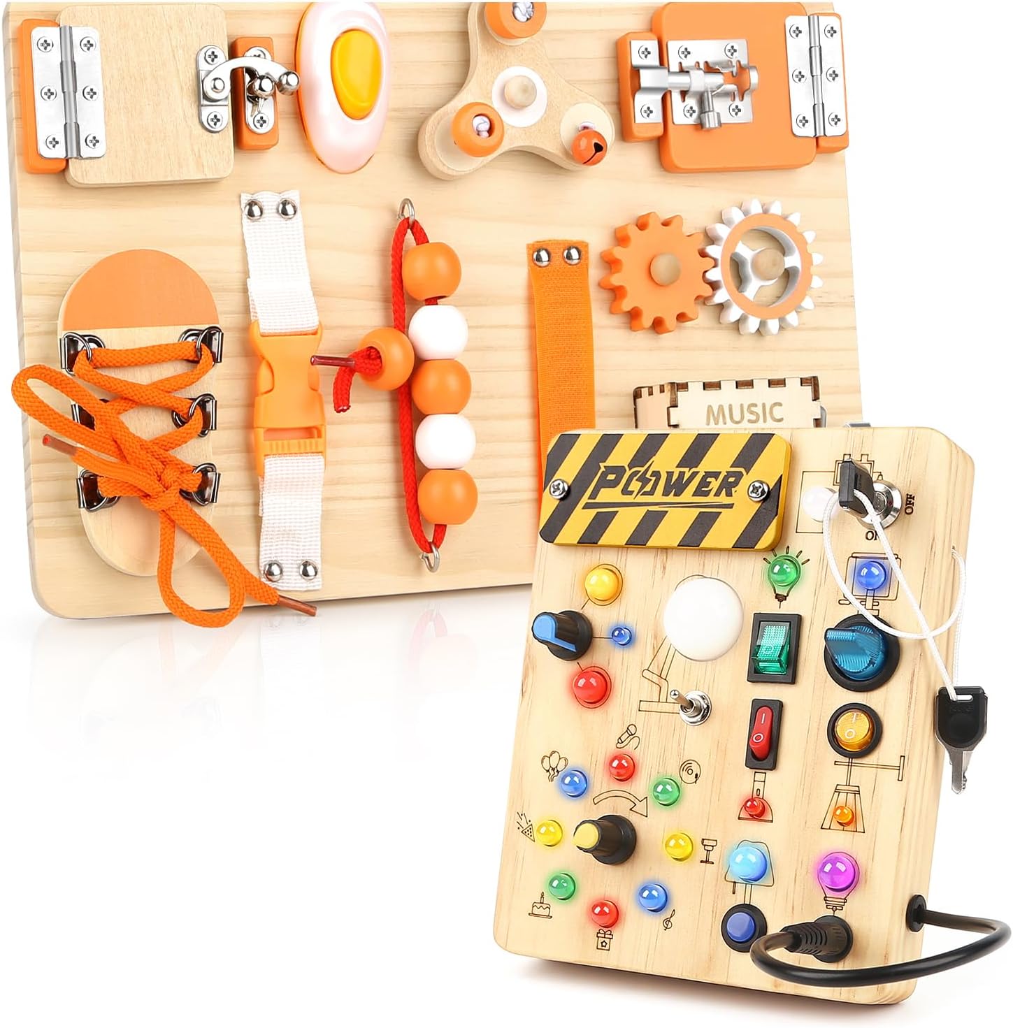 Amazon.com: Joyreal Wooden Busy Board for Toddlers -Baby Fidget Board ...