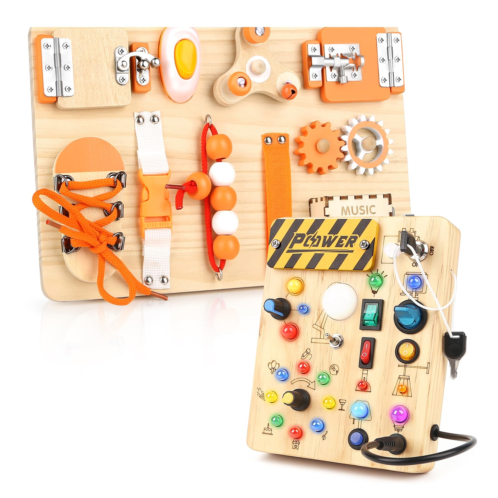 Amazon.com: Joyreal Wooden Busy Board for Toddlers -Baby Fidget Board ...