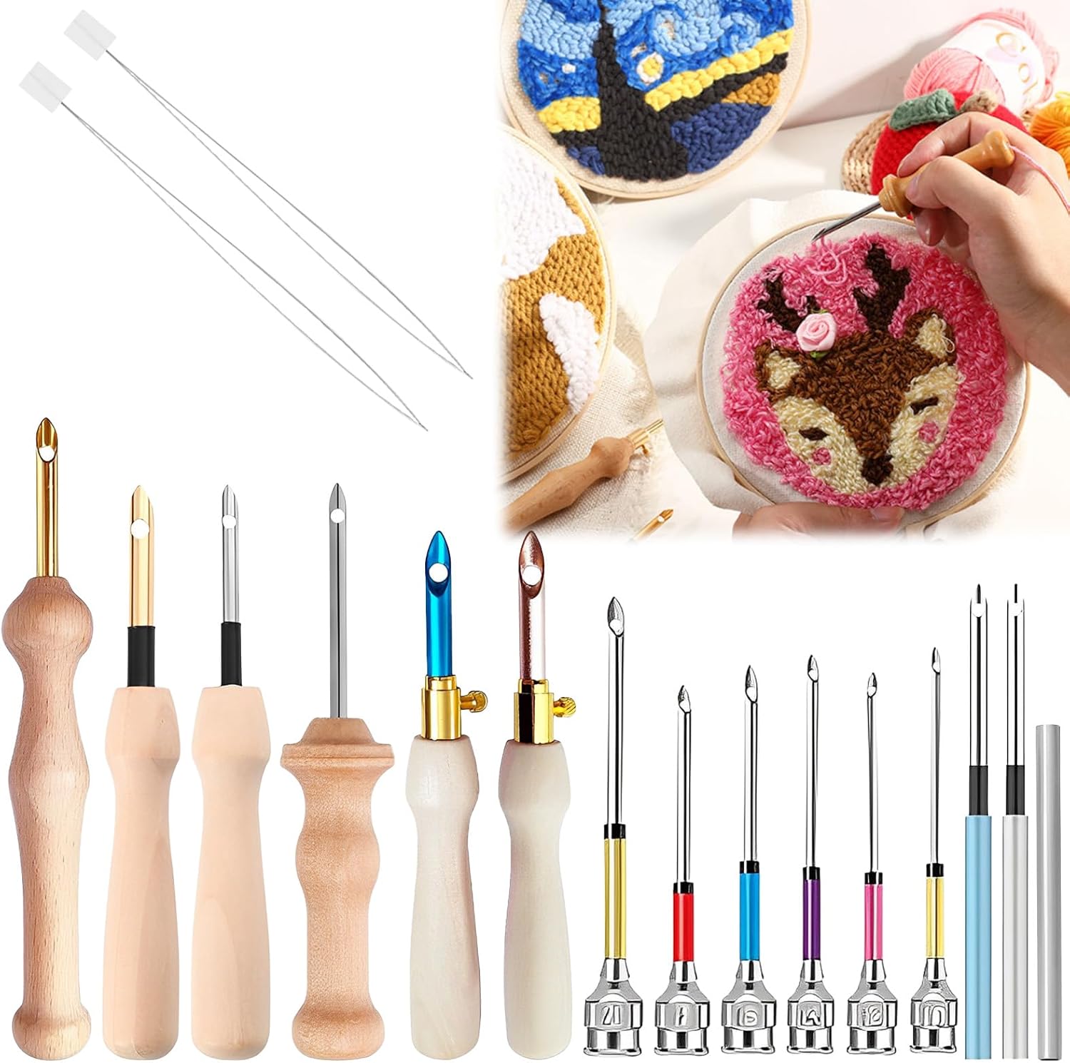 Amazon.com: 15 Piece Punch Needle Kit: YIDM Embroidery Stitching Punch ...