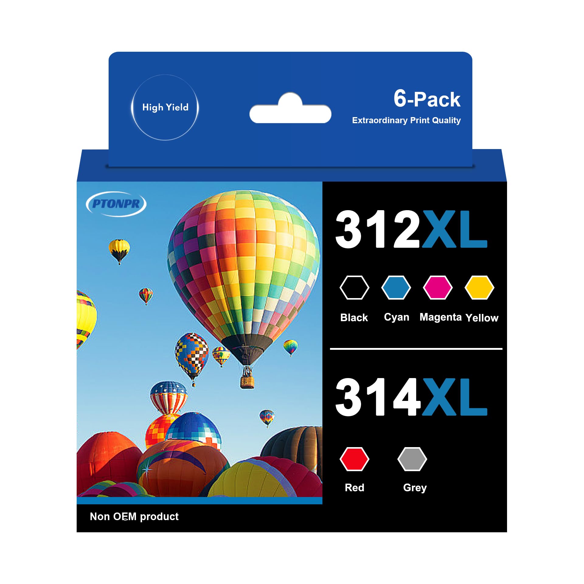 312XL 314XL Ink Cartridges Combo Pack High Yield PTONPR Replacement for ...
