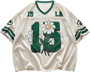 SOLY HUX Men's Graphic Tees Jersey Shirts Number Print Tees Baggy Basketball T-Shirt Streetwear ...