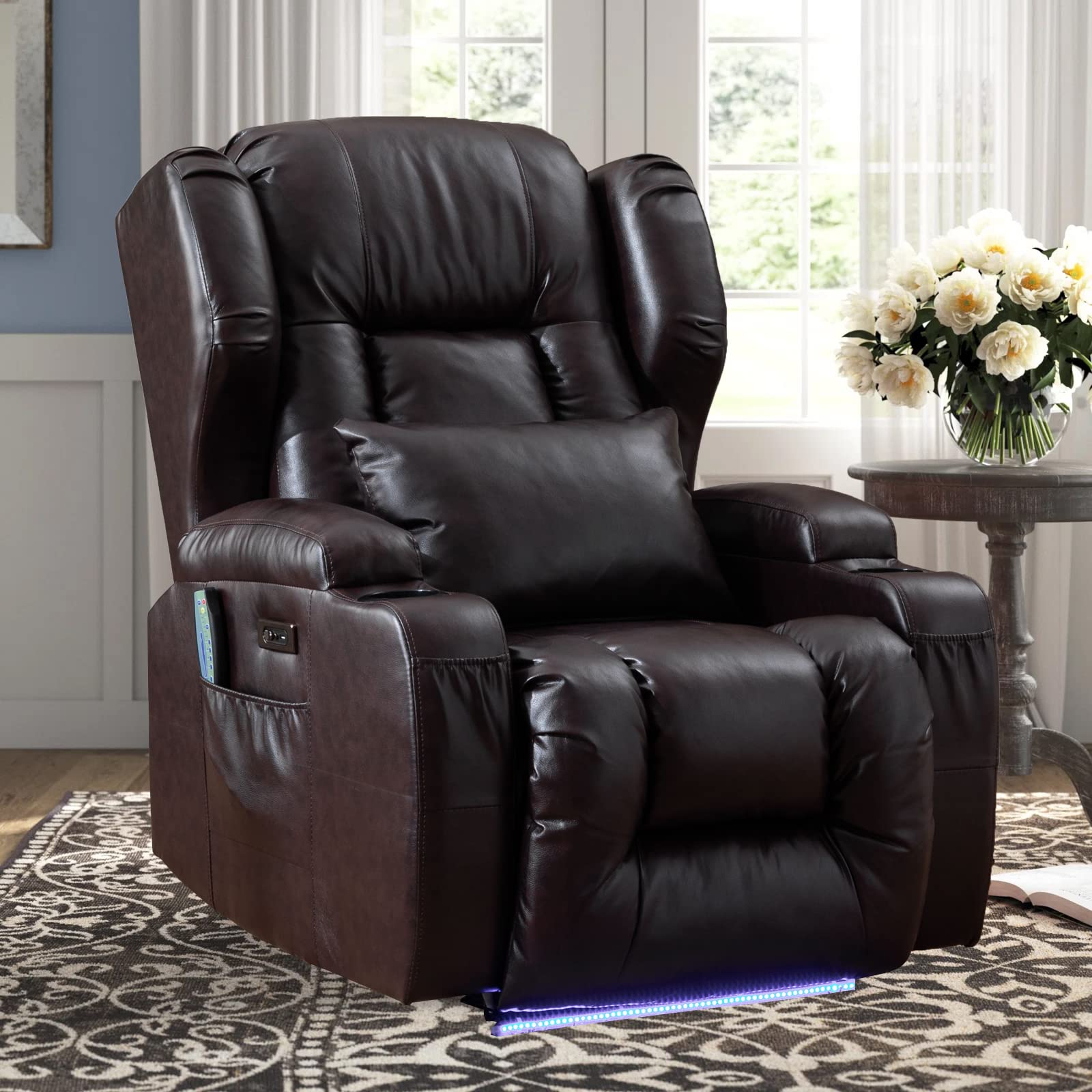 VUYUYU Power Recliner Chair with Heat and Massage, Faux Leather ...