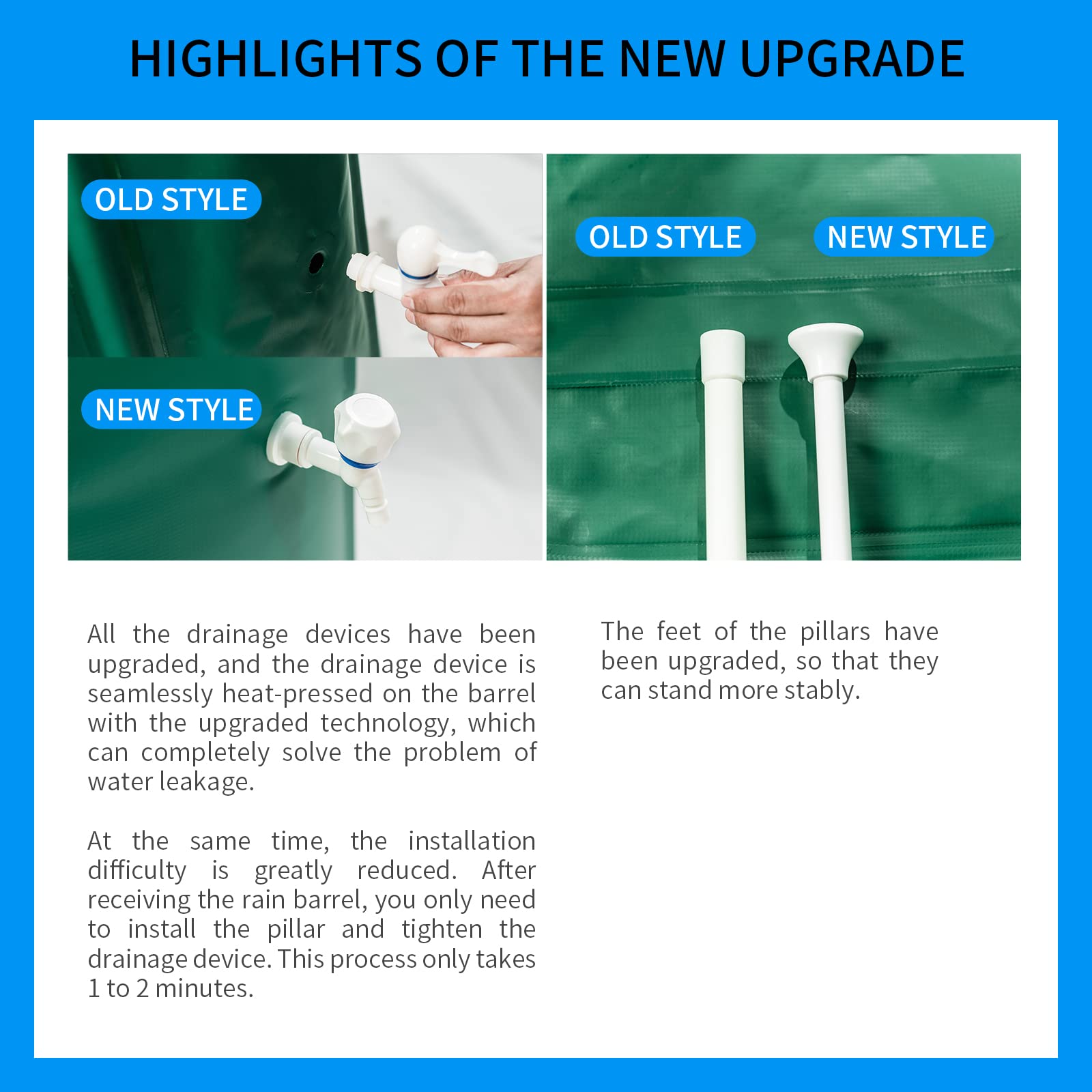 Snapklik.com : KMJETNIVY Rain Barrel 100G Anti-Collapse Collapsible Rainwater Collection System