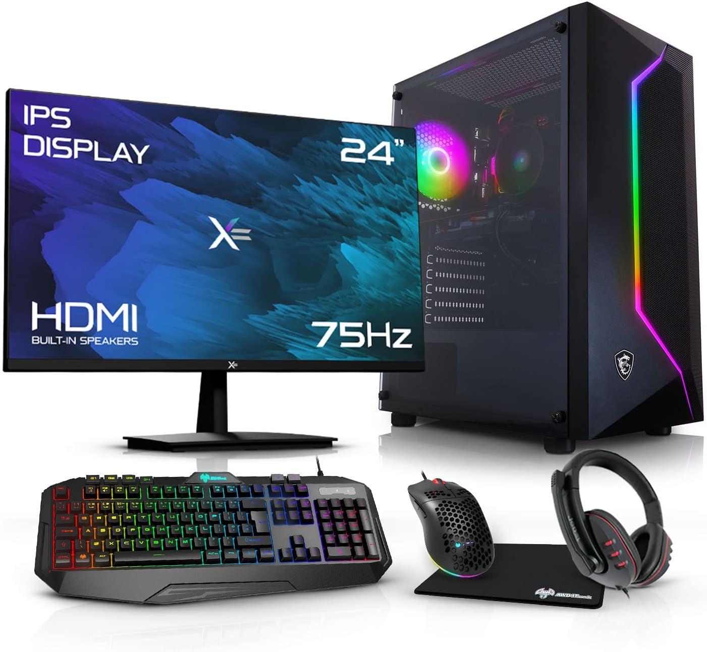 ADMI Gaming PC Bundle - AMD Ryzen 3 3200G 4 Core Processor • 24" LED ...