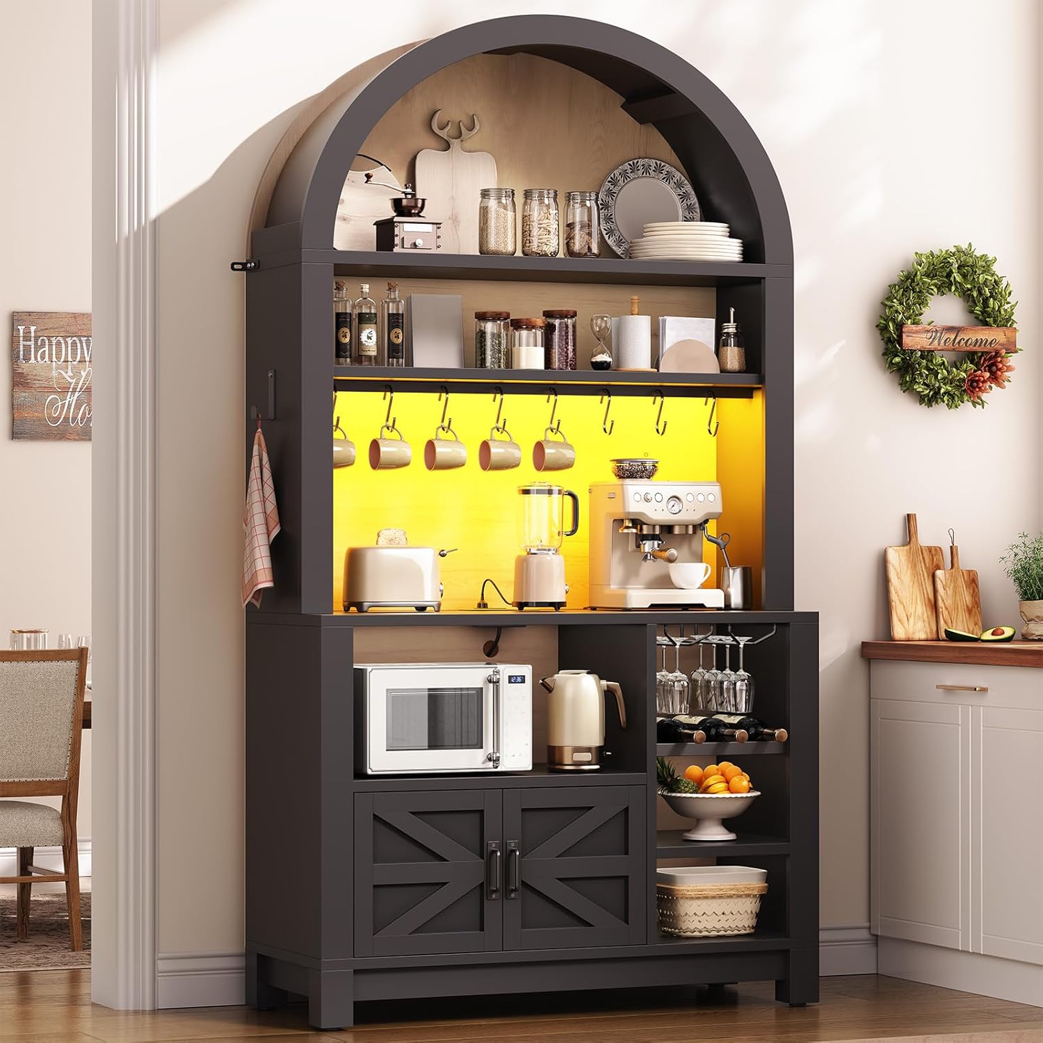 Amazon.com - Itaar 73" Tall Arched Bakers Rack with Power Outlet and ...