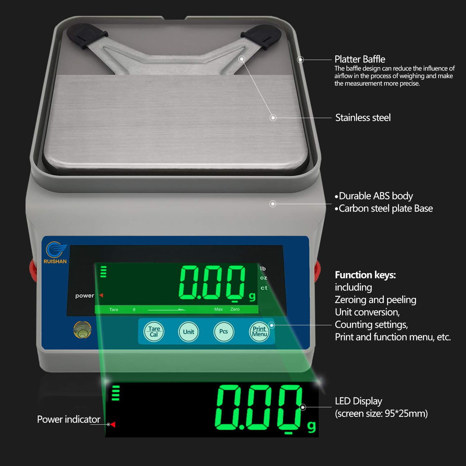 Buy RUISHAN High Accuracy Large Range Lab Scale 5000g x 0.01Gram | 11 ...