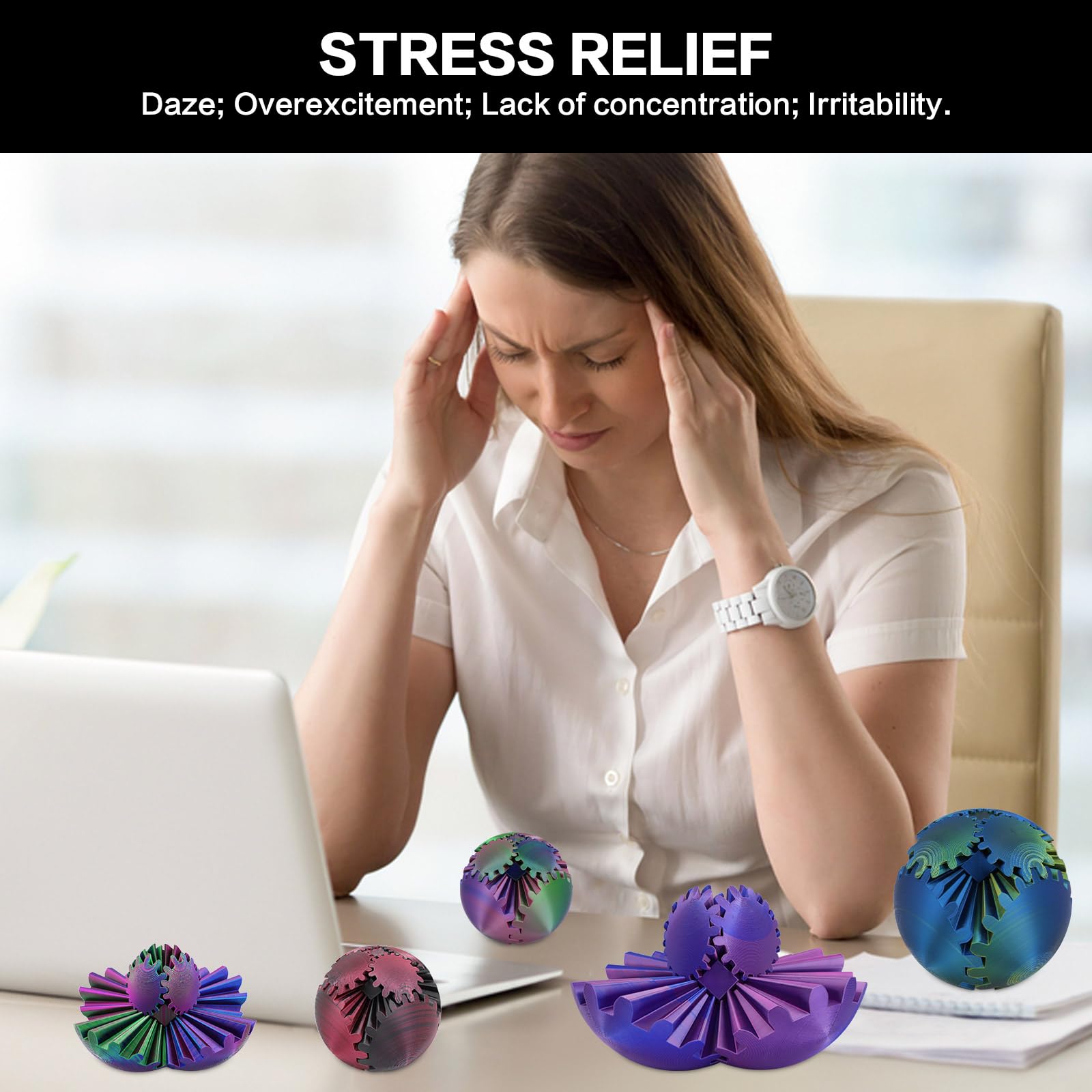 Stress Relief Gadgets Gear Ball Fidget Toy 3D Printed Gear Ball Gear ...