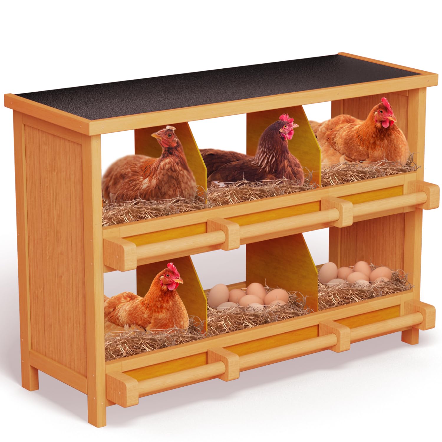 Buy Chicken Nesting Boxes,6 Compartments Wooden Nesting Boxes for ...