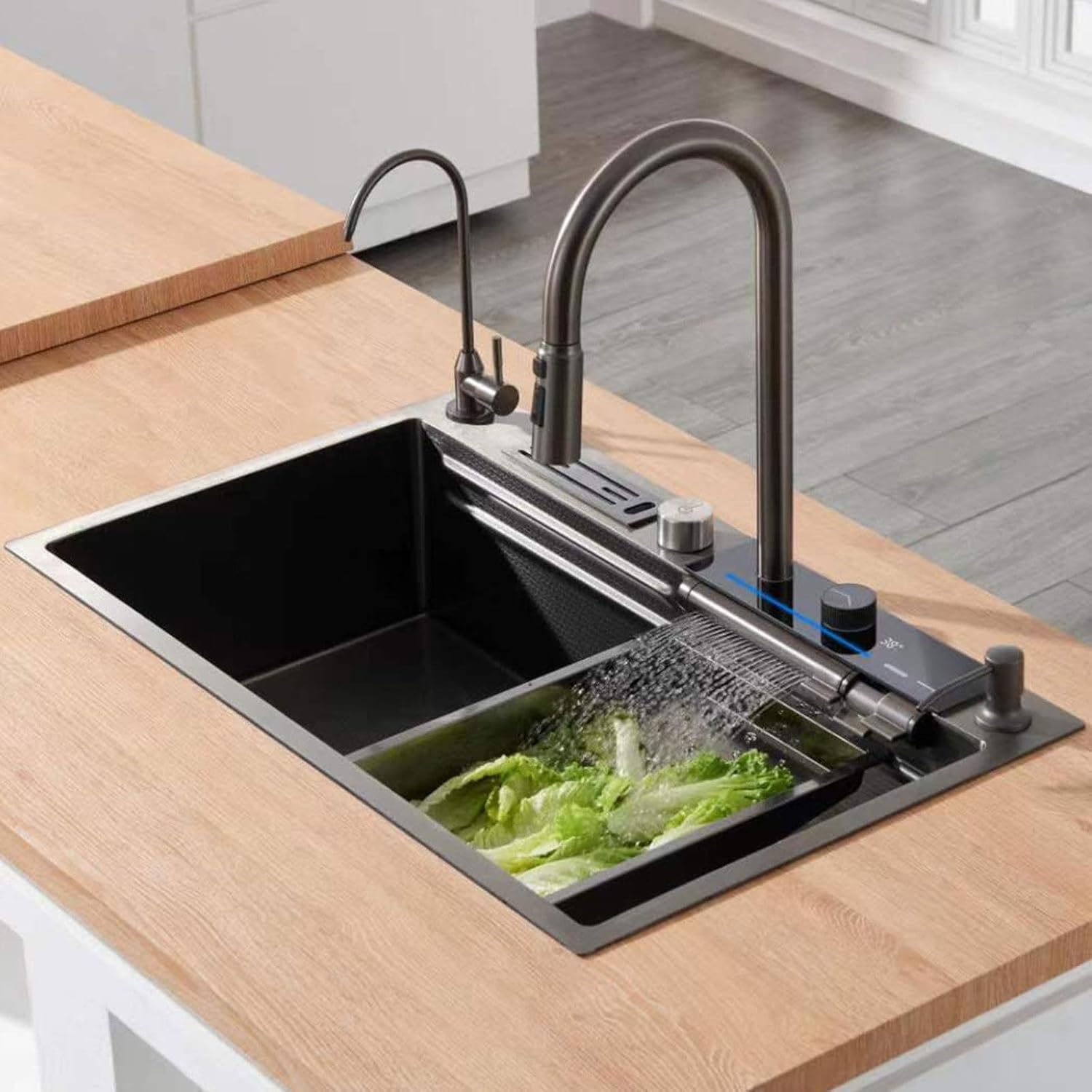 BEITH Fregadero de cocina moderno, fregadero multifunción de 29 x 17 ...