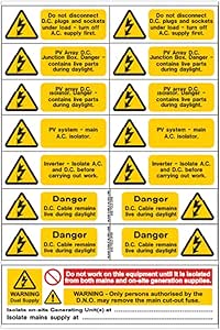 iSigns Warning Signs (Solar Panel Inverter PV Array Set) Set of 5 ...