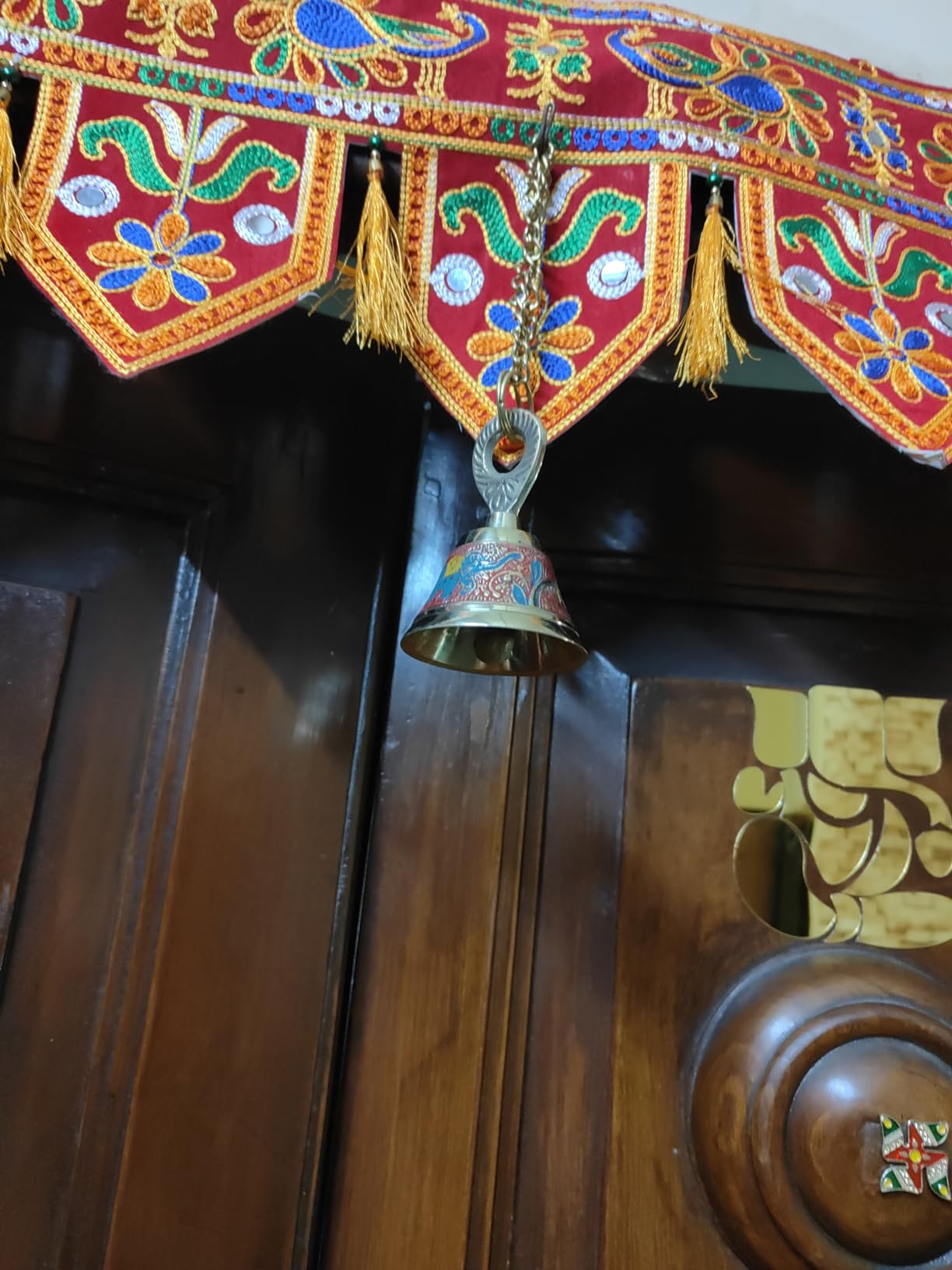 DSH Pure Brass Pooja Room Hanging Bell with Chain Set of 2, for Temple ...