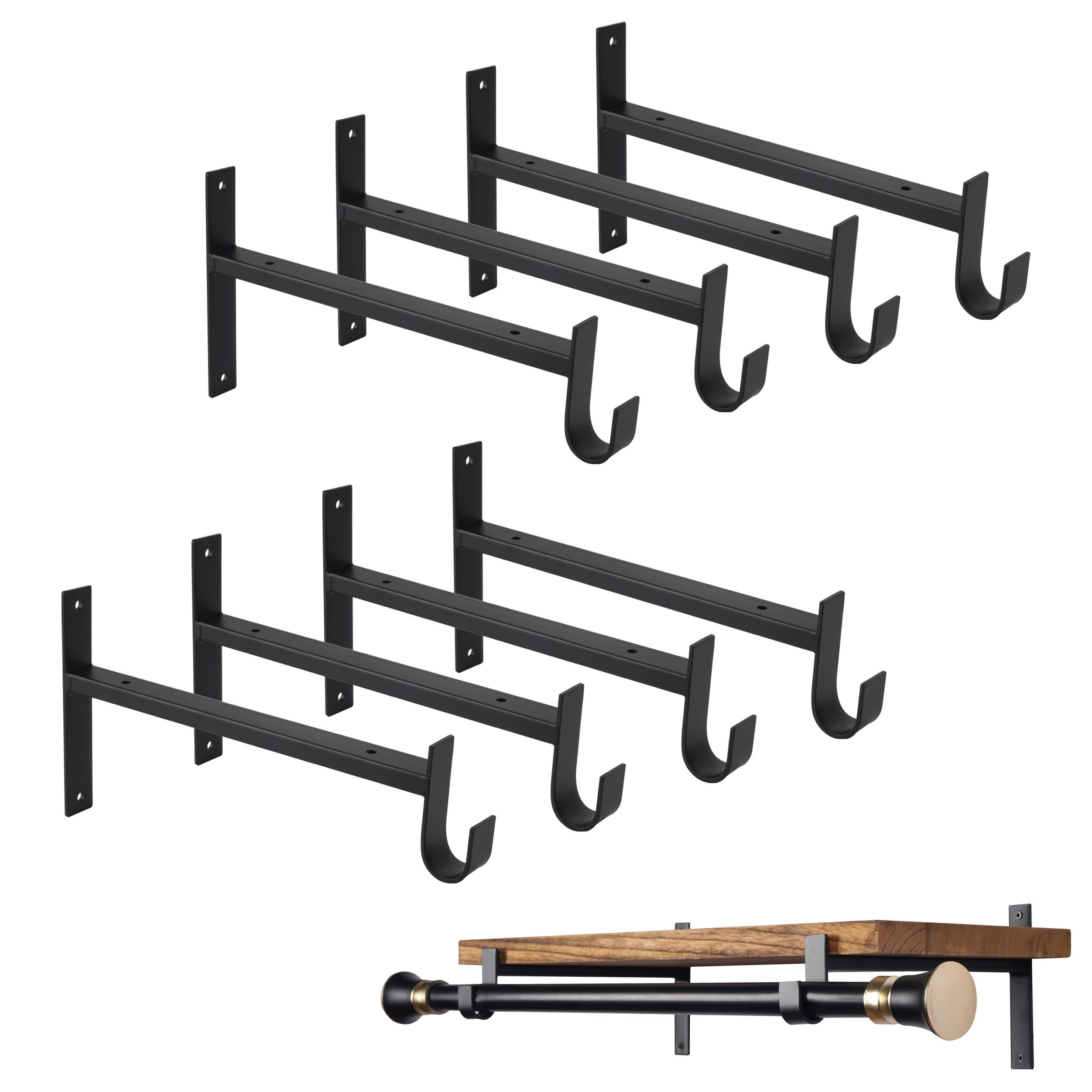 Amazon.com: OVOV Shelf Bracket with Rod Holder 8 Pack Closet Shelf ...