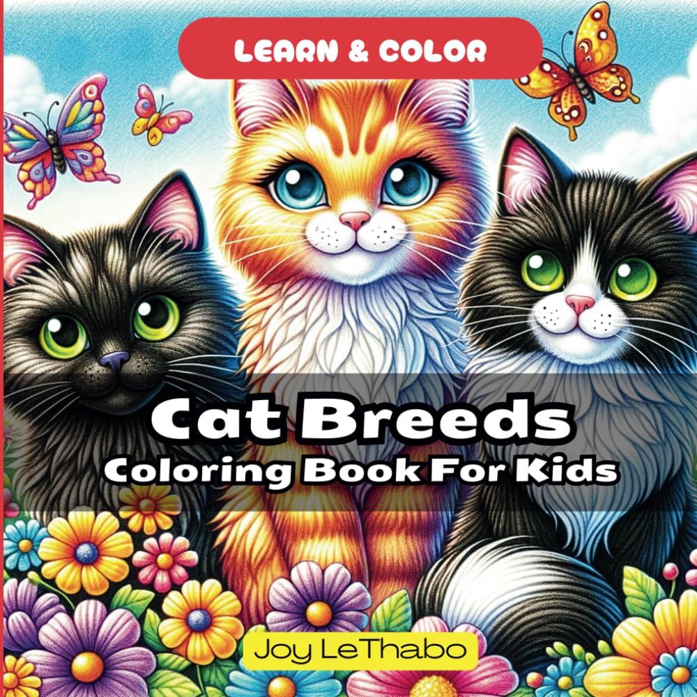 Cat Breeds Coloring Book For Kids: Easy and Educational Childrens ...