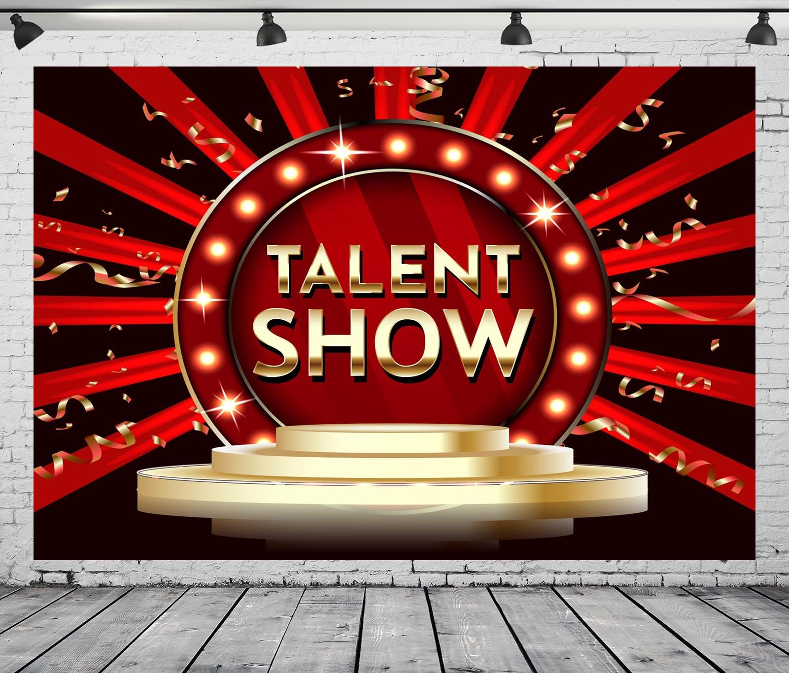 Amazon.com : CORFOTO Talent Show Backdrop Fabric 7x5ft Golden Star ...