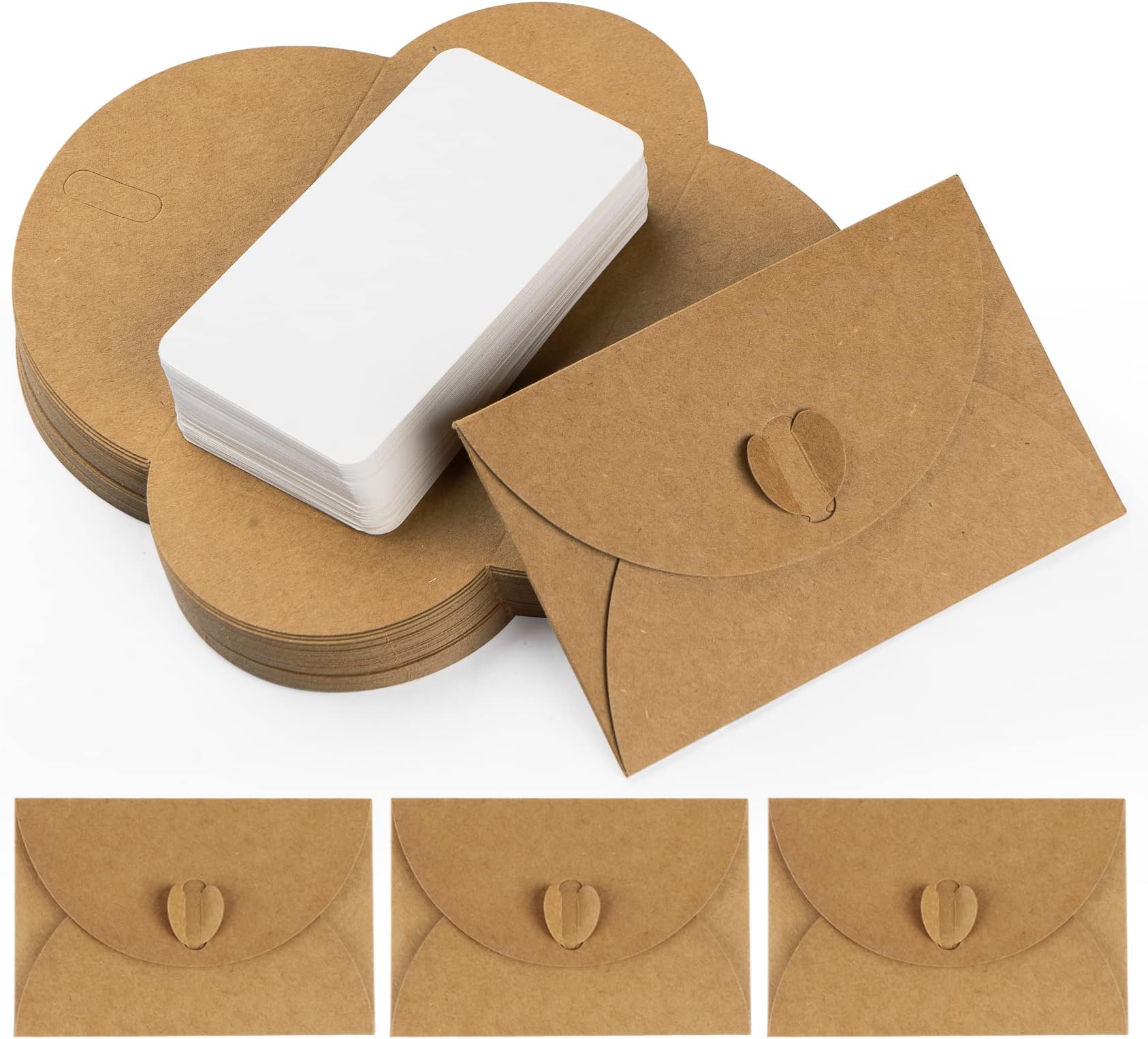 Mocraft 25 Mini Envelopes with Cards Vintage Mini Kraft Paper Envelopes ...