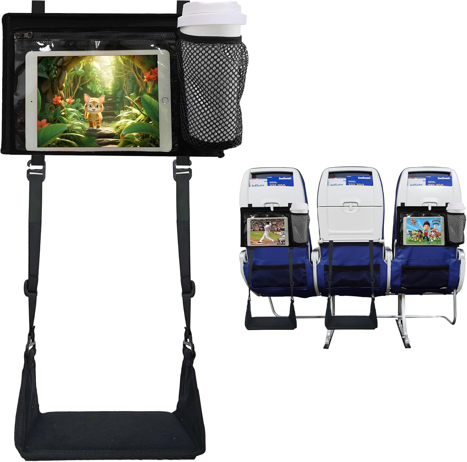 Amazon.com: Airplane Foot Hammock with Tray Table Pocket Organizer ...
