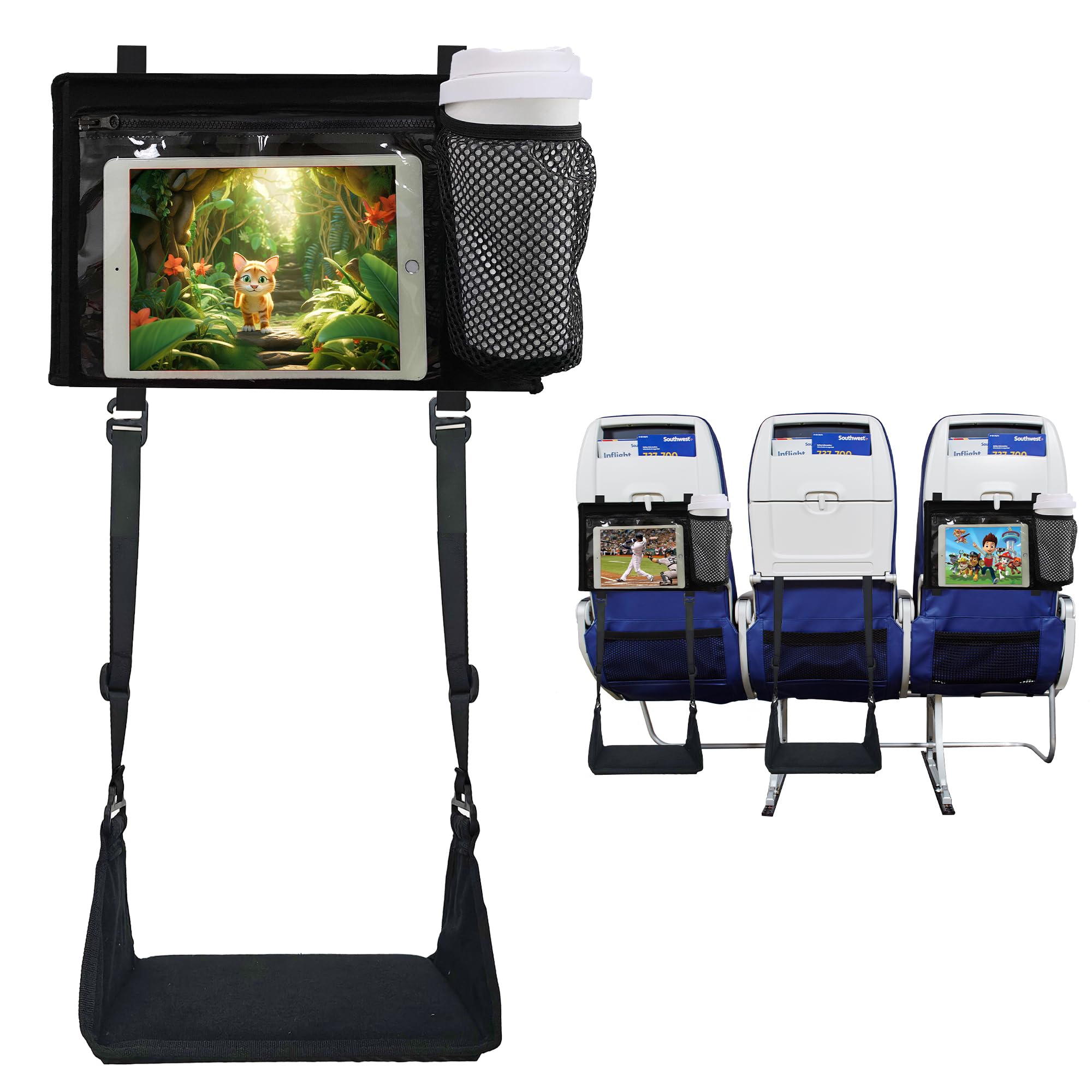 Amazon.com: Airplane Foot Hammock with Tray Table Pocket Organizer ...