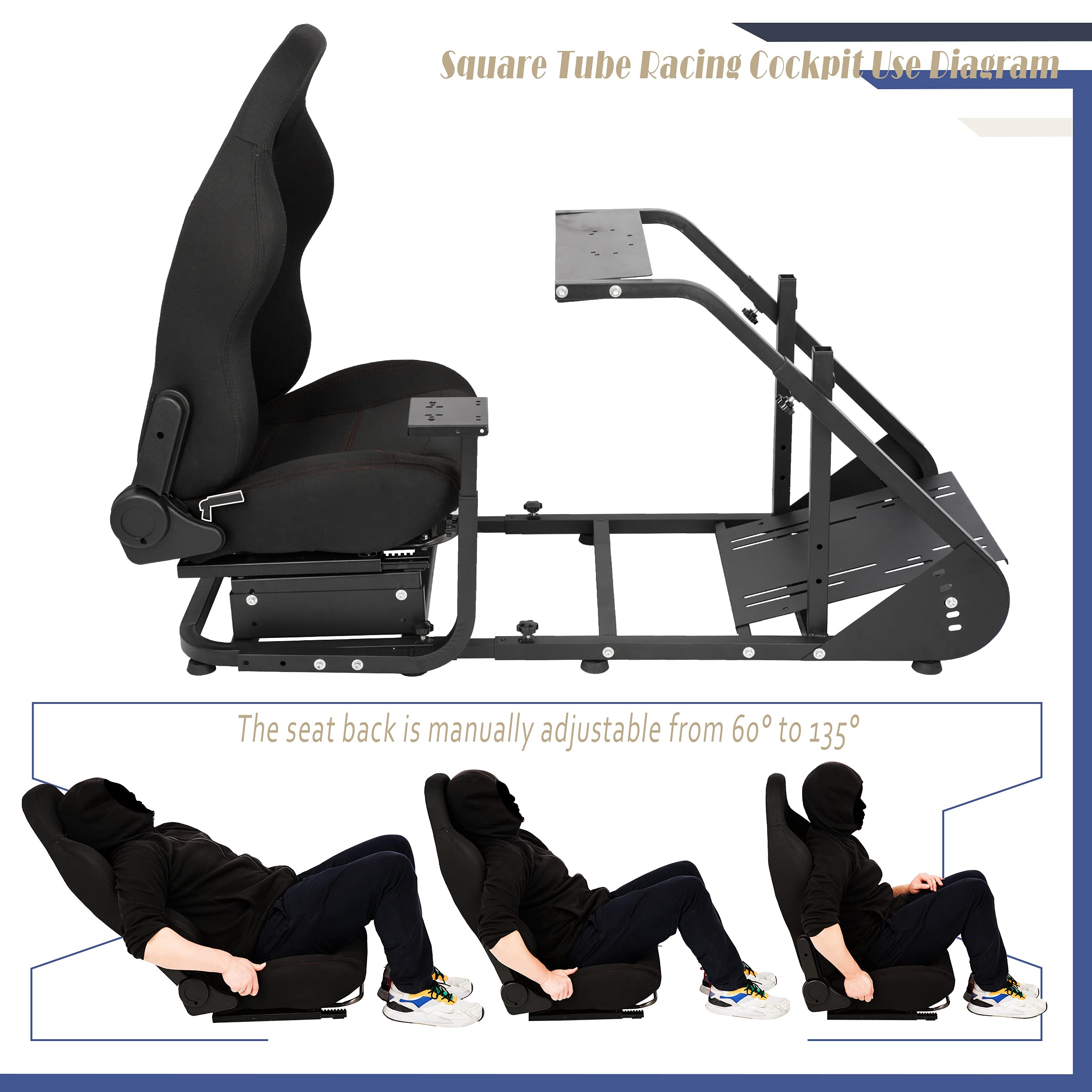 Marada Racing Steering Simulator Cockpit Black Fits Logitech G25, G27 ...