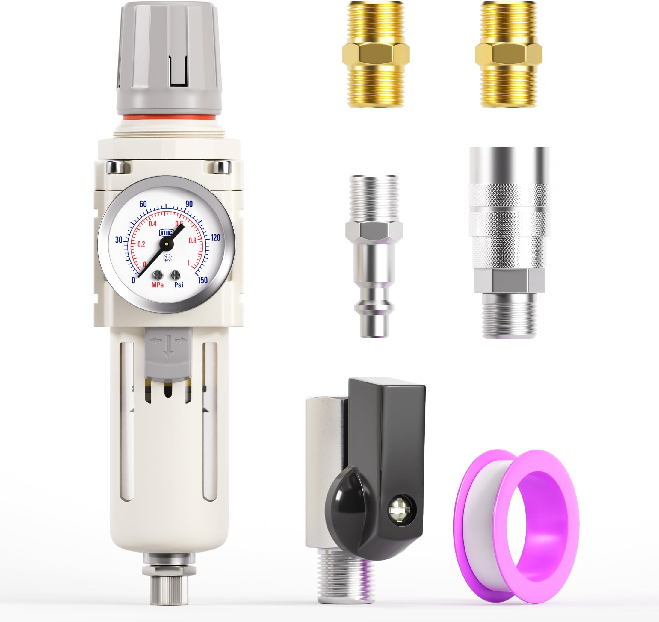 Air Filter Pressure Regulator, Pneumatic Compressors Water Oil Trap ...