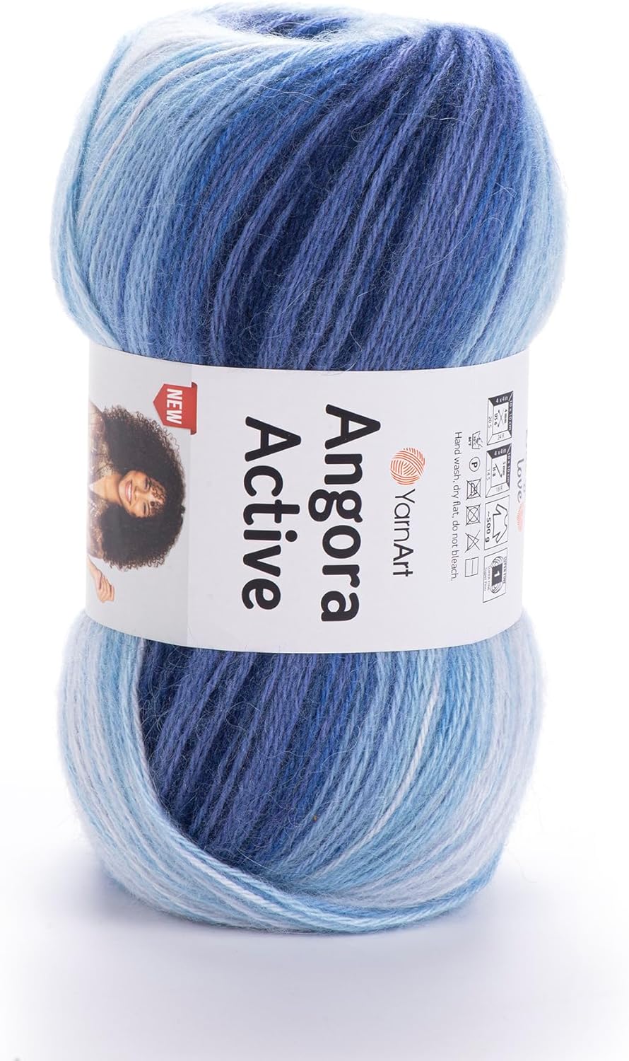 Amazon.com: 1 Skein YarnArt Angora Active Knitting Yarn, 25% Mohair 75% Acrylic, 100 g (3.5 oz ...