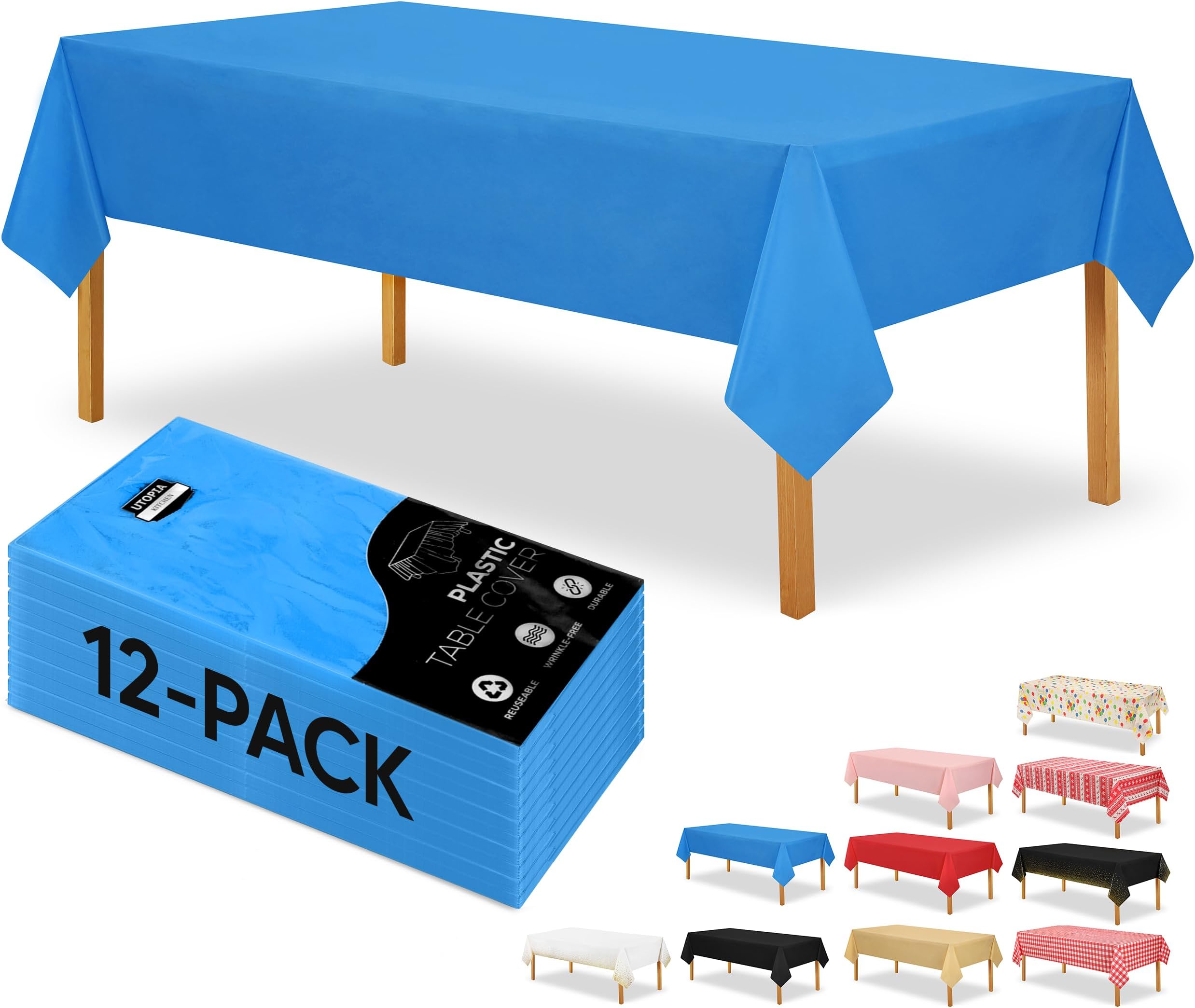Amazon.com: Pack of 4: Large WHITE Plastic Rectangle Party Tablecloth ...