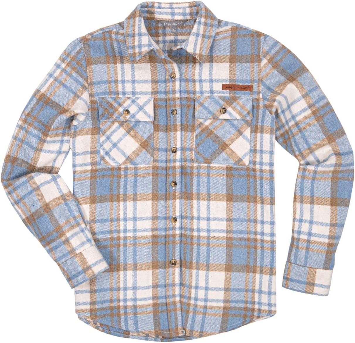 Amazon.com: Simply Southern Blue Plaid Button Closure Shacket Shirt ...