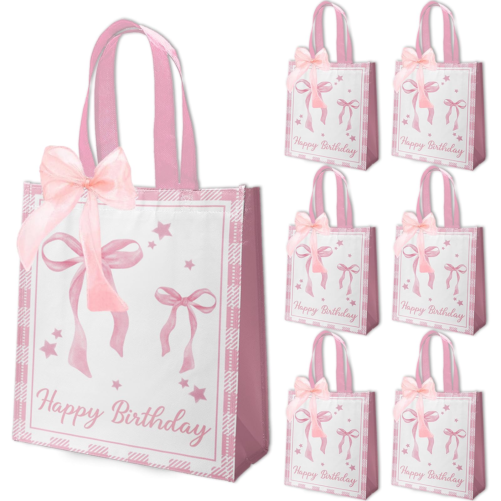 Amazon.com: VDESFUEBY 16Pcs Pink Bow Party Favor Bags Pink Bow Non ...