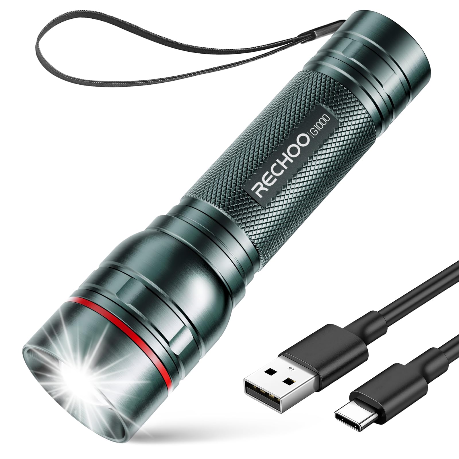 Rechargeable Flashlights High Lumens, G1000 Super Bright Flash Light ...