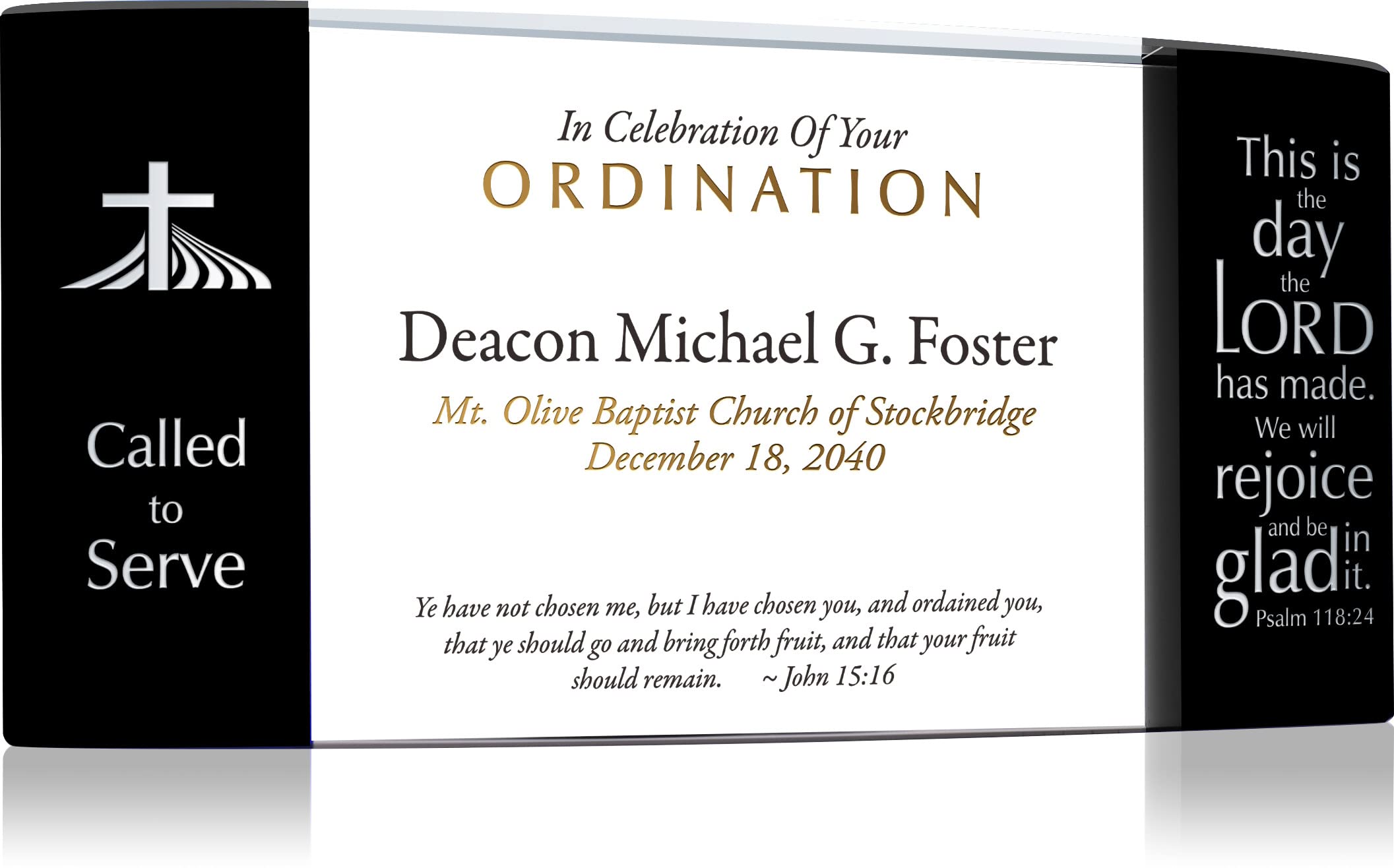 Personalized Crystal Called To Serve Pastor Ordination Gift Plaque ...