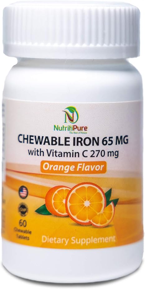 Amazon.com: Chewable Iron 65 mg with Vitamin C 270 mg - Tablet in ...