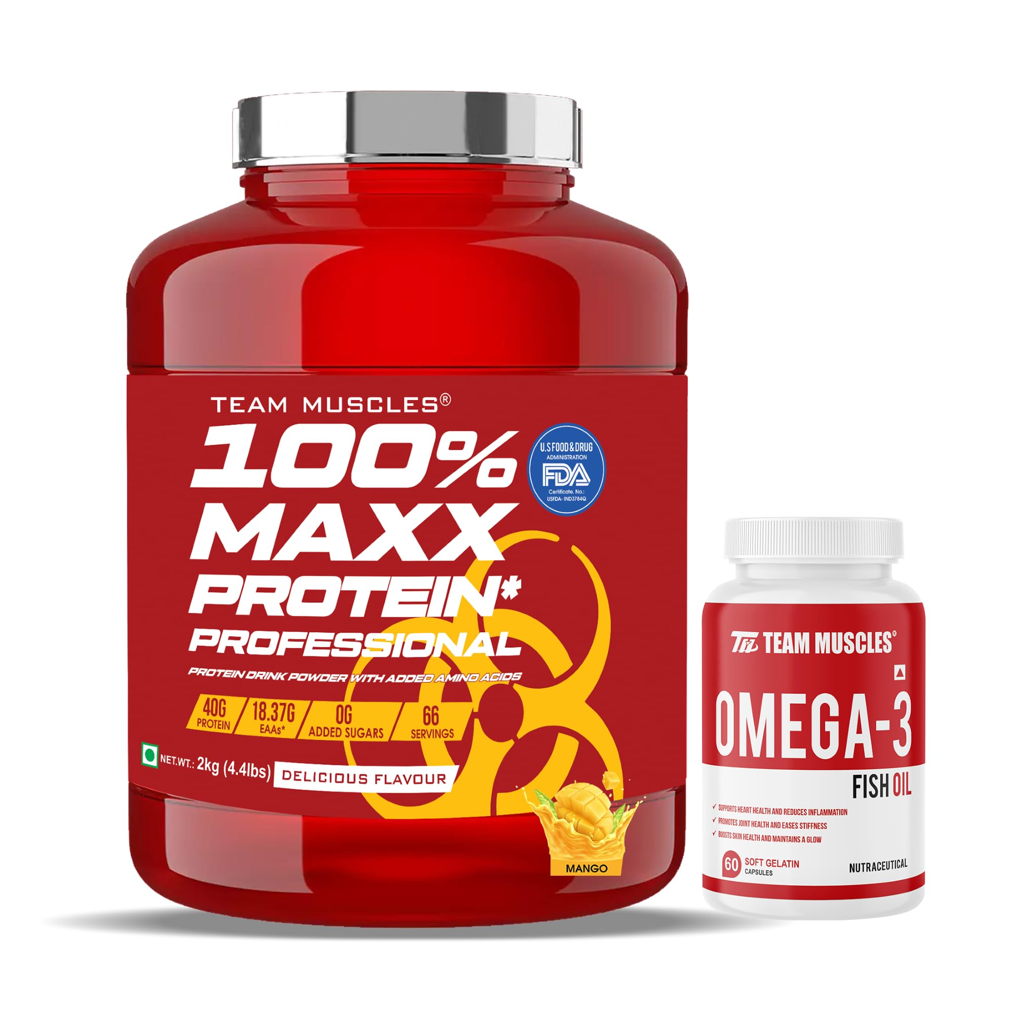 TM WITH TEAM MUSCLES 100% Maxx Protein Professional- 2Kg With Omega 3 ...