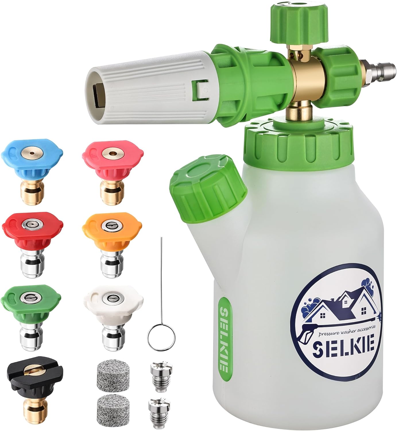 Selkie Foam Cannon With 7 Power Washer Sprayer Nozzles, 1/4" Quick ...