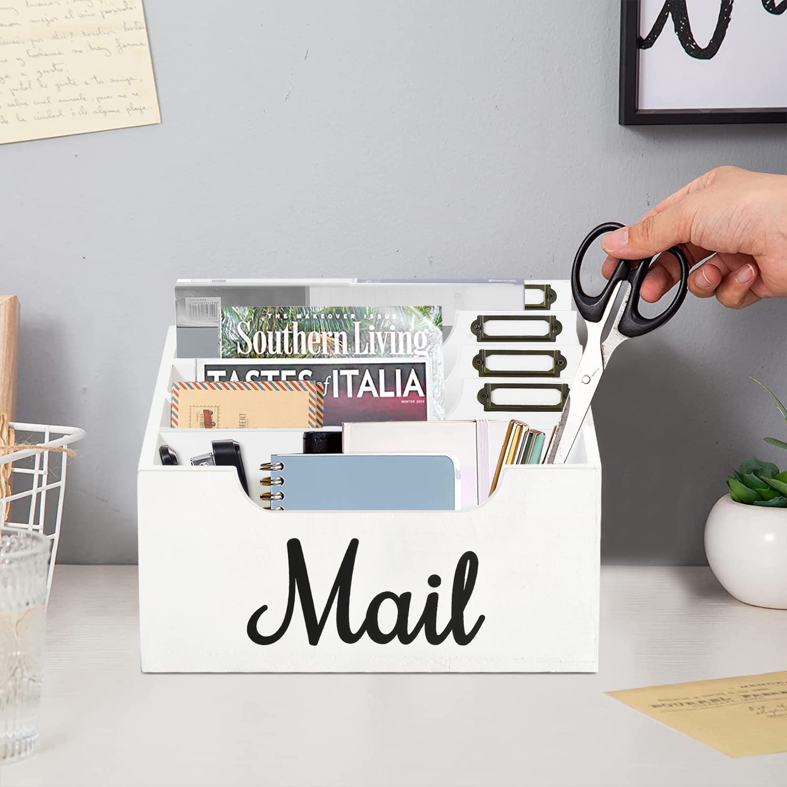 Snapklik.com : Rustic Mail Organizer Letter Sorter For Counter, Mail ...