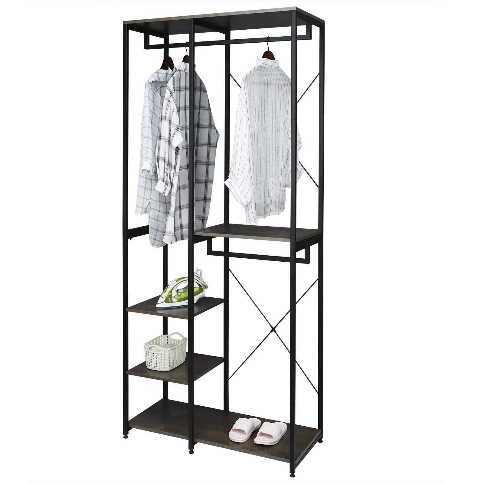 Esituro Heavy Duty Adjustable Clothes Rail Double Rod Garment Rack ...