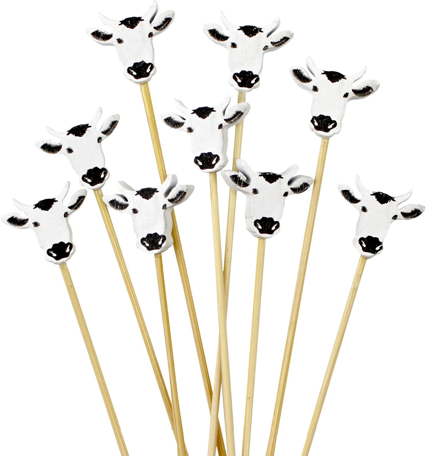 Amazon.com: BambooMN 5.9 Inch Fancy Cow Cocktail Appetizers Bamboo ...