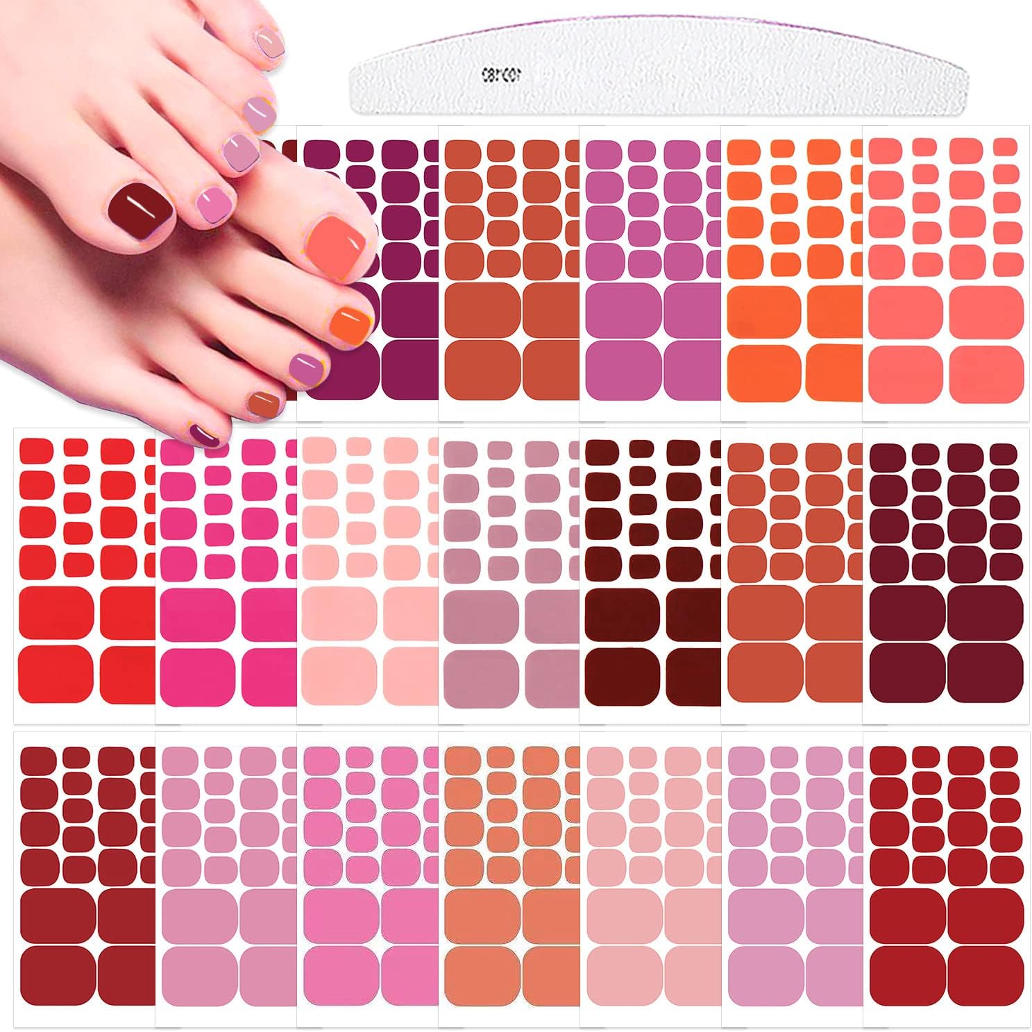 Amazon.com: WOKOTO 20 Sheets Full Wraps Toe Nail Polish Strips Solid ...