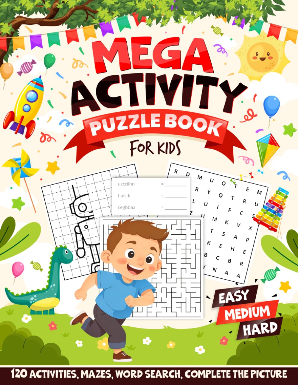 Mega Activity Puzzle Book for Kids: 120 Puzzles, Mazes, Word Scramble ...