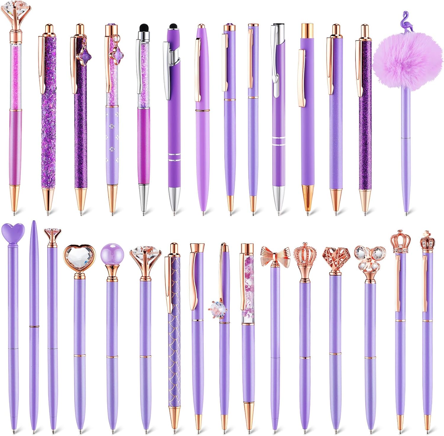 Amazon.com : Ireer 30 Pcs Ballpoint Pens Set Metal Liquid Diamond Pens ...