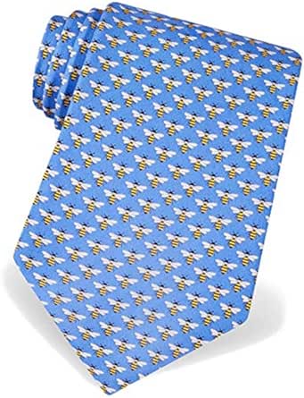 Amazon.com: Bees Blue Silk Tie Necktie - Men's Insect Print Neck Tie ...