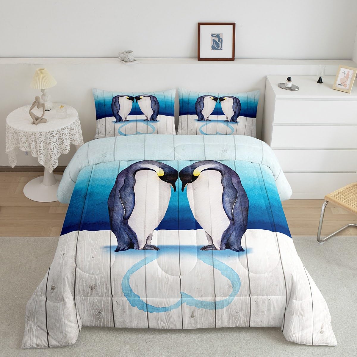 Amazon.com: Homewish Couple Penguin King Size Comforter Set,Kids ...